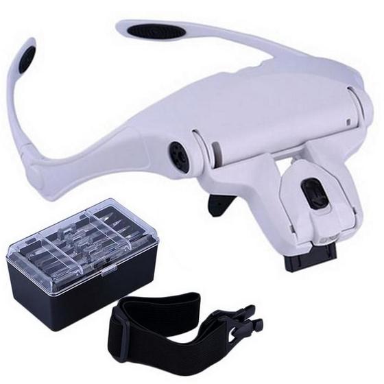 Lupa Cabeça Luz Led Profissional Óculos 5 Lentes De Aumento - Jiaxi ...