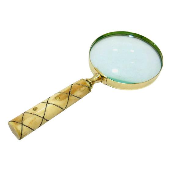 Lupa de aumento de metal dourado com cabo de resina bege - btc - Lupa ...