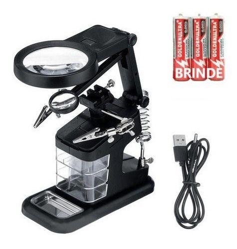 Lupa De Bancada Eletronica Com Garra Led Suporte Ferro Solda - IMP ...