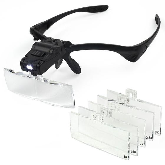 Lupa de Cabeça Óculos Profissional com 5 Lentes de Aumento e Luz de Led ...