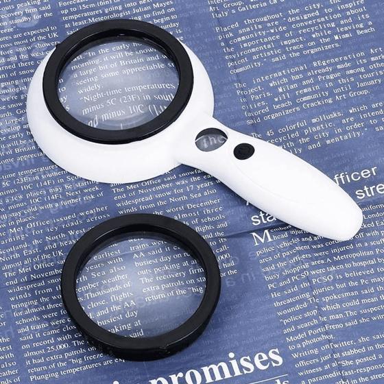 Lupa De Mão 2 Lentes Aumento Zoom 2.5x 5x 12x Para Identificação e ...