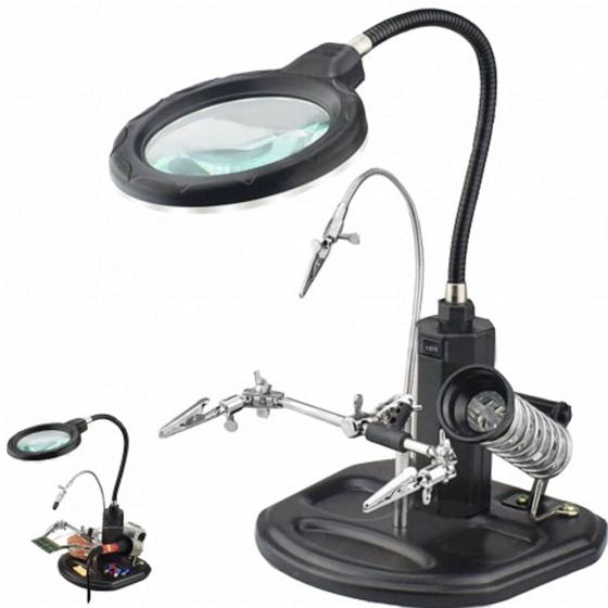 Lupa De Mesa Luminaria 16 Led Aumento Bifocal Profissional 6 em 1 KP ...