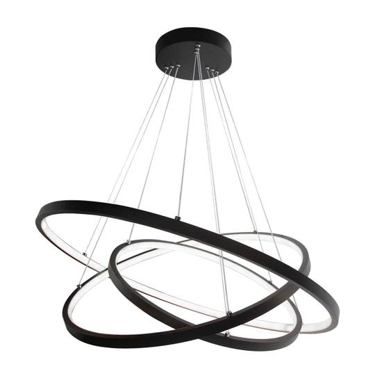 Lustre Arcos Pendente Ring 3 Aros LED 105w 3000k - Preto - Love Loft - Lustre - Magazine Luiza