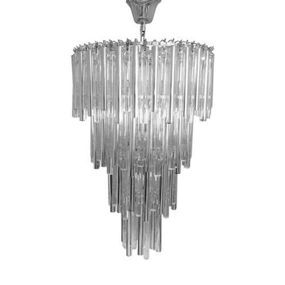 Lustre Cristal e Metal Prata Design Classico Alta Decoração - LUXdécor ...