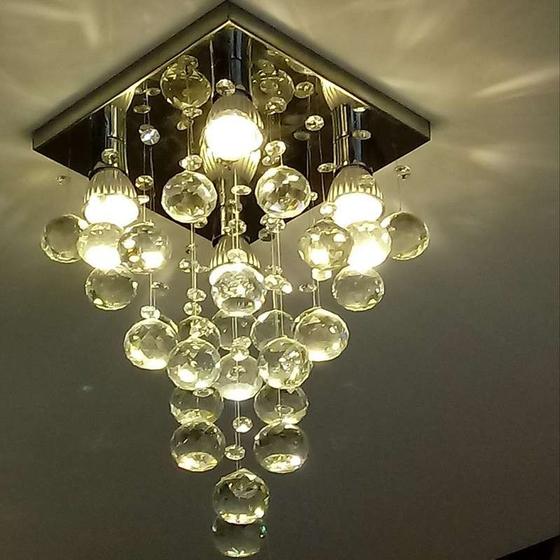Lustre em Cristal Legitimo Base 20x20 para sala, quarto, hall, cozinha ...
