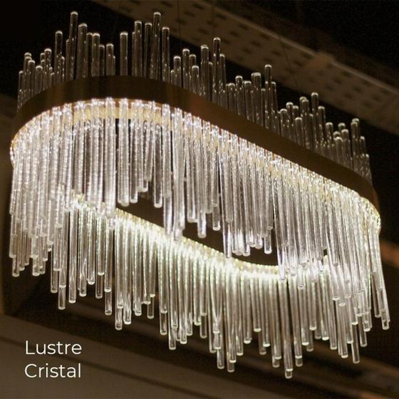 Lustre Led Pendente Cristal Legitimo Dourado 50w Luz 3 em 1 LTP-008 - Nitrolux - Lustre ...