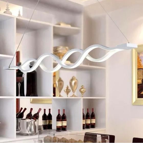 Lustre Led Pendente Retangular Ondulado Lindo Moderno Branco - TNB ...