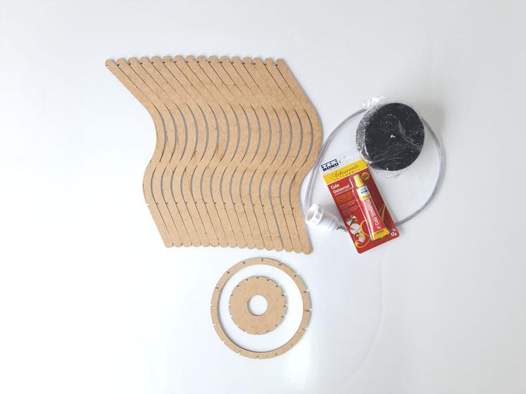 Lustre Luminária Pendente De Madeira em MDF - Modelo Domo - FAÇA VOCE ...