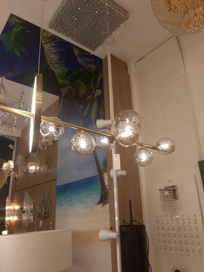 Lustre metal gold + vidro champagnemedidas: 90x30x - JLR iluminação ...