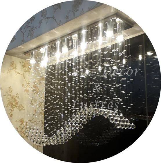 Lustre Moderno de Cristal K9 De 30mm Base Retangular 90x25cm - LUZ ...
