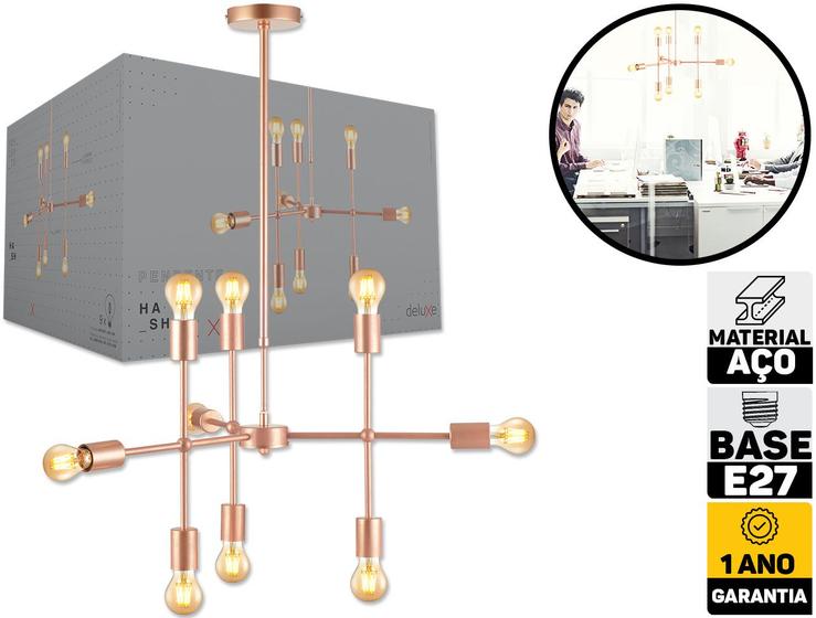 Lustre Pendente Moderno Rústico Avant Tubo Em Aço 9 Lâmpadas - Lustre ...