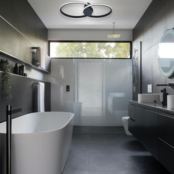 Lustre Plafon Black Ring LED 2 Anéis Preto com Controle Remoto, Dimmer ...