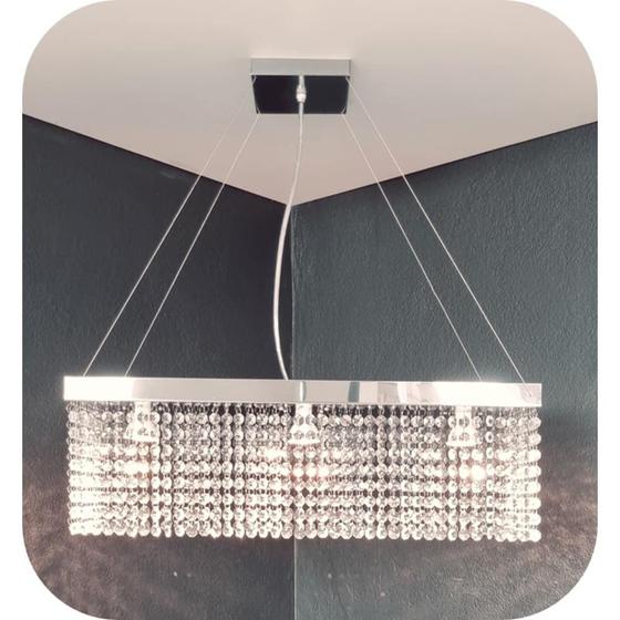 Lustre retangular inox cristal K9 legítimo 60x120 AC97 - Lina Design ...