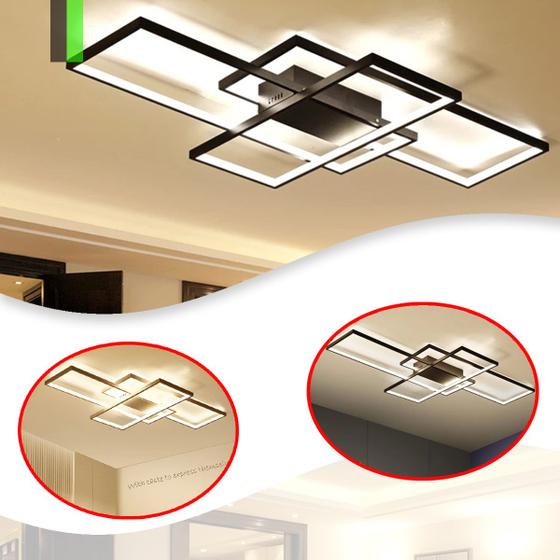 Lustre Retangular Led 4000k Moderno Sala De Estar Quarto Retângulo ...