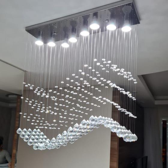 Lustre Retangular Moderno Para Sala de Jantar com Cristal Legítimo K9 ...