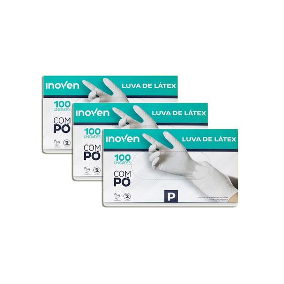 Luva De Látex Branca Com pó Inoven Tamanho P Kit 3 - Luvas Descartáveis ...