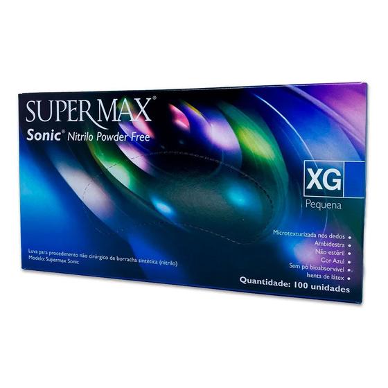Luva De Nitrilo Supermax Sonic XG Microtexturizada Nos Dedos 100 ...
