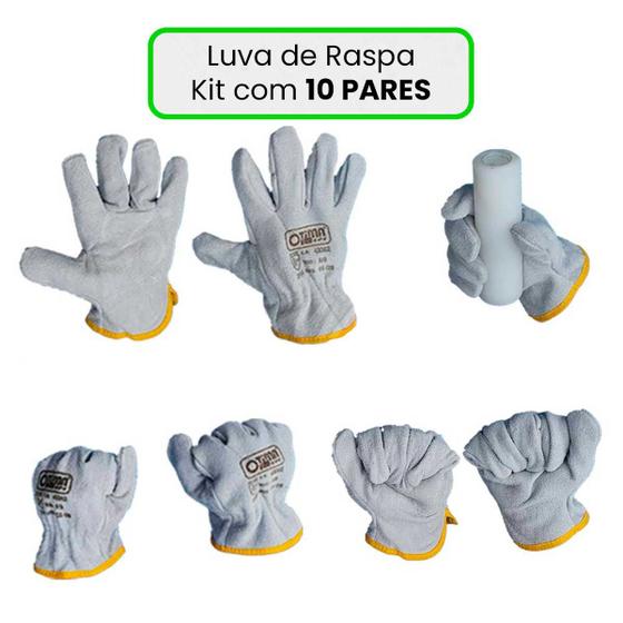 Luva De Raspa Cano Curto Kit com 10 Pares - SPIRLANDELLI - Luva de ...