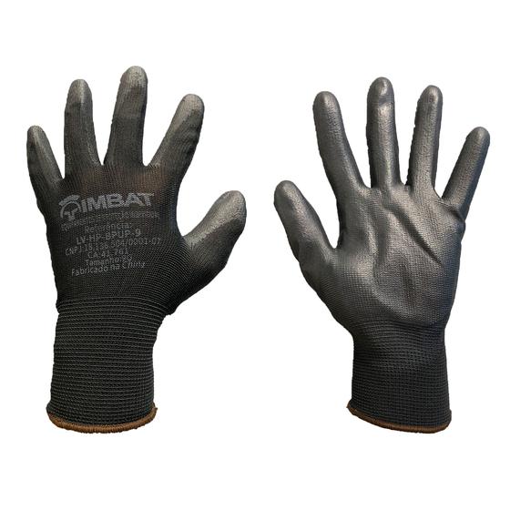 Luva de Segurança Multitato PU Poliéster Poliuretano Preta Imbat XG 10 ...