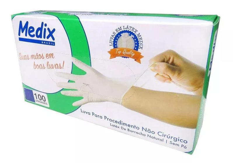 Luva Descartável Látex Sem Pó Top Quality - Medix - Luvas Descartáveis ...