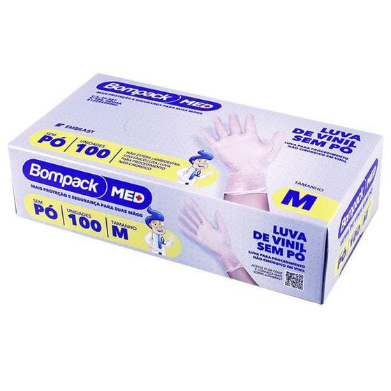 Luva Hospitalar Tam M Vinil Sem Pó Com 100 Unidades - Vendasshop ...