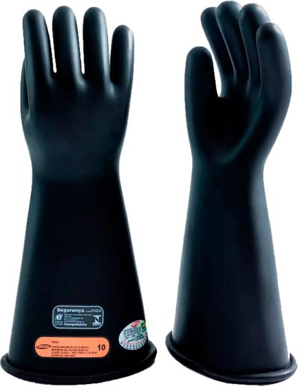 Luva Isolante de Borracha Alta Tensão Preta Tipo II Orion Classe 2 20Kv ...