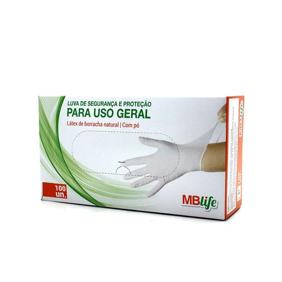Luva Látex Uso Geral Com Pó Mblife 100 Un Mb Life Luvas