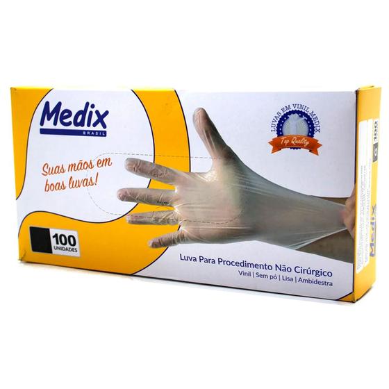 Luva Medix Vinil Sem Pó 100Un - Luvas Descartáveis - Magazine Luiza