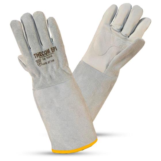 Luva mista vaqueta punho 20 cm - kit c/ 10 pares - THECOM - Luva de ...