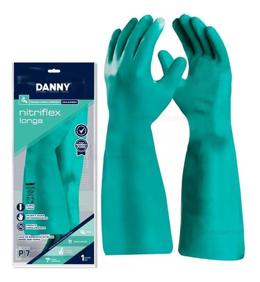 Luva Nitrilica Cano Longo Danny Resistência Química 46cm - Luva de ...