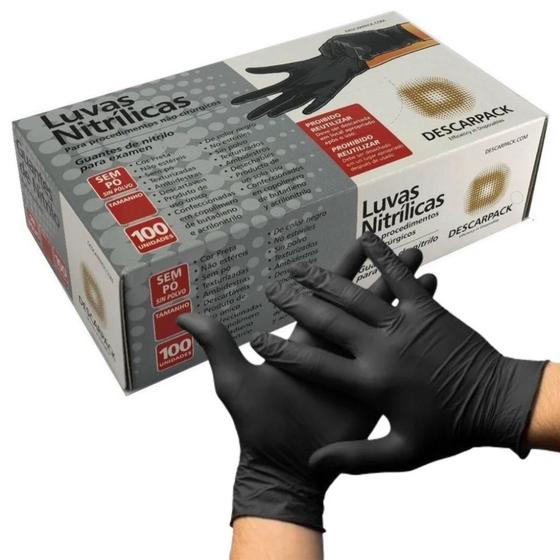 Luva Nitrilica G Preta Sem Pó 100 Unidades Descarpack - Luvas Descartáveis - Magazine Luiza
