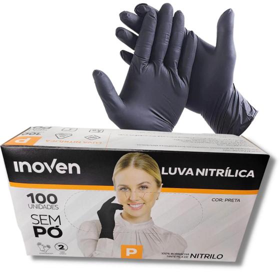 Luva Nitrílica Preta Inoven Sem Pó - Caixa c/ 100 Unidades - Luvas Descartáveis - Magazine Luiza