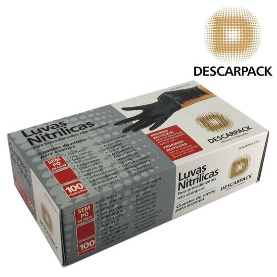 Luva nitrilica sem po preta p m g descarpack caixa 100 unidades - Luvas Descartáveis - Magazine ...
