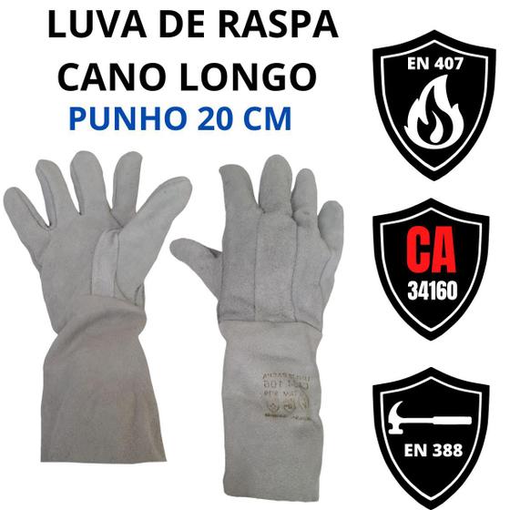 Luva Raspa Cano Longo Proteção Epi Soldador Resistente Total Segurança ...