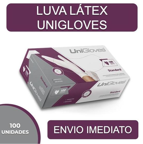 Luva UniGloves Standard Látex Natural Tam M Com Pó C/ 100un - Luvas ...
