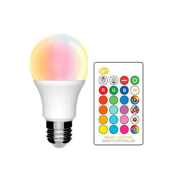 Luz Led Rgb 5w Cromoterapia + Controle Remoto Lâmpada Bulbo Bocal E27 ...