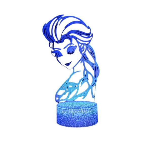 Luz Noturna LED 3D Frozen Anna Elsa Tinker Bell Com Carregamento USB ...