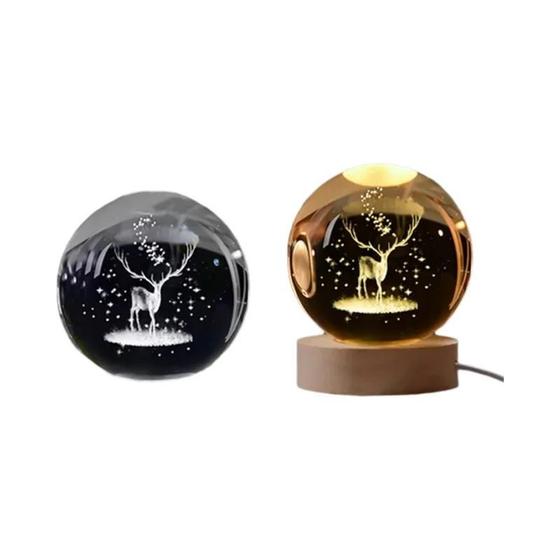 Luz Noturna LED Bola De Cristal 3D 6cm Sistema Solar Globo Universo ...