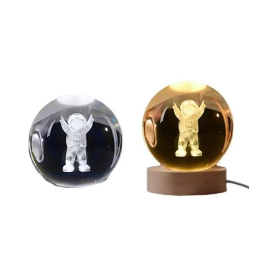 Luz Noturna LED Bola De Cristal 3D 6cm Sistema Solar Globo Universo ...
