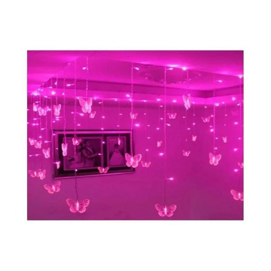 Luzes De Fada Rosa Led Borboleta Guirlanda Cortina Para Sala De Estar ...