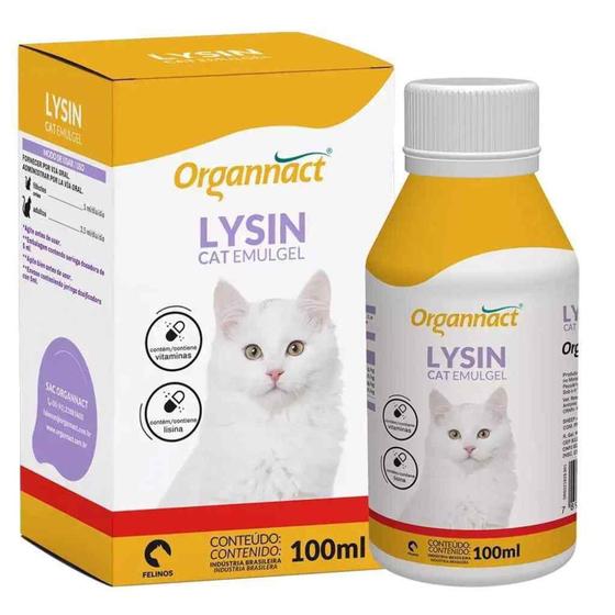Lysin cat emulgel suplemento organnact 100ml - Vitaminas e Suplementos ...