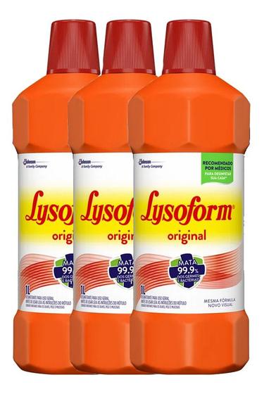 Lysoform Original Desinfetante Bactericida 1 Litro Kit 3 - Desinfetante ...