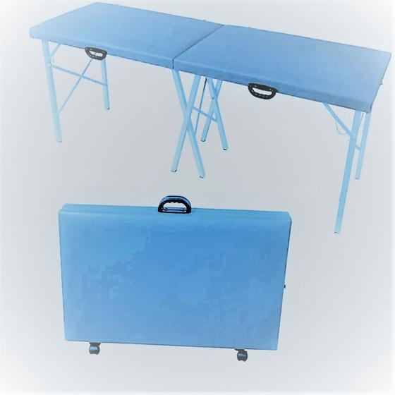 Maca dobrável portátil AZUL BEBÊ Premium - Estética/Hospitalar - 230kg ...