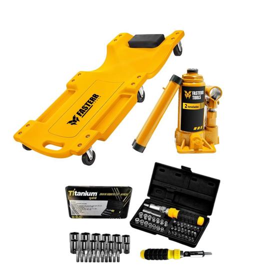 Macaco Hidráulico Garrafa 2 Toneladas com Carro Esteira e Jogo de ...