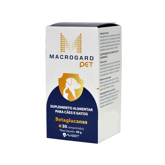 Macrogard Pet 45G Cães E Gatos Betaglucanas 30 Comprimidos - Avert ...