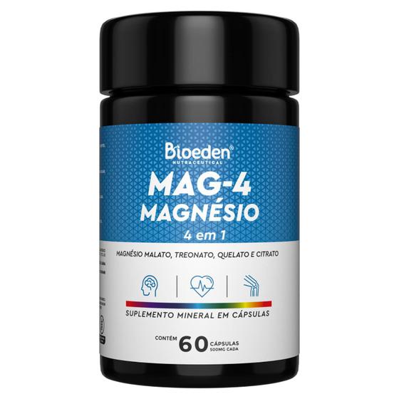 Mag-4 Magnésio 4 em 1 - 60 Cápsulas de 500Mg Matéria Prima Importada ...