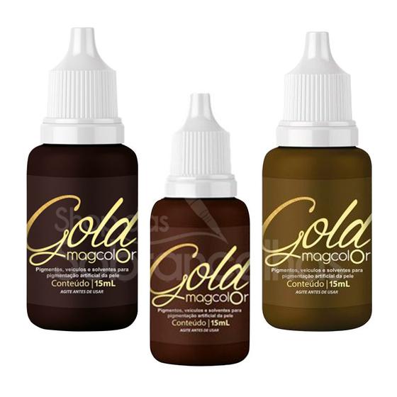 Mag color Gold Pigmentos Castanho Claro, Médio e Escuro 15ml - Tinta de ...