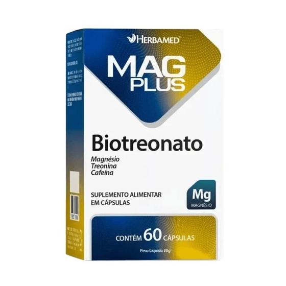 Mag Plus Magnésio Bisglicinato com 60 Cápsulas - Herbamed - Cloreto de Magnésio / Magnésio ...