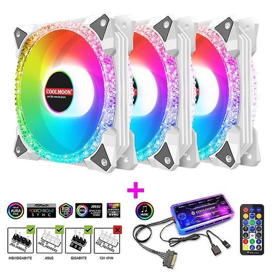 Magic Diamond 120mm Argb Pwm Case Fan para PC Sistema de refrigeração ...