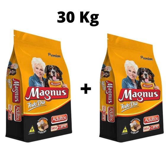 Magnus Todo Dia Carne Adulto 30 Kg - 2 Unidades de 15 kg - Ração Seca ...